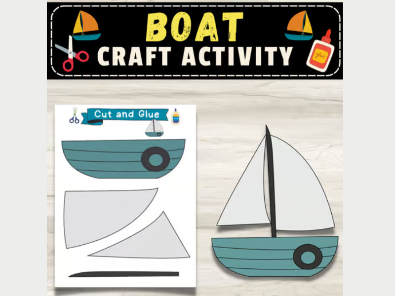 Boat Craft Cut & Paste Activity: Summer Transportation Activities ...