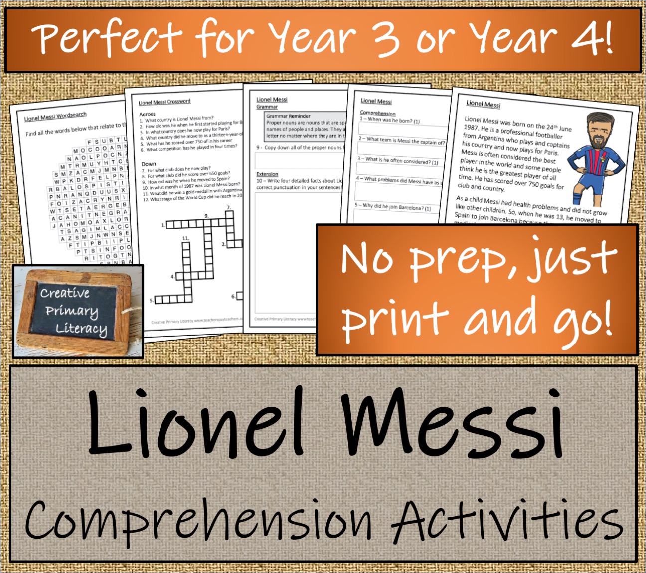 Year 3 or Year 4 Lionel Messi Reading Comprehension Activity | Teaching ...