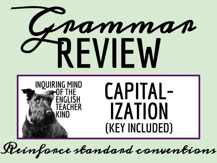 Grammar Review Practice Worksheet on Capitalization Errors with Answer ...
