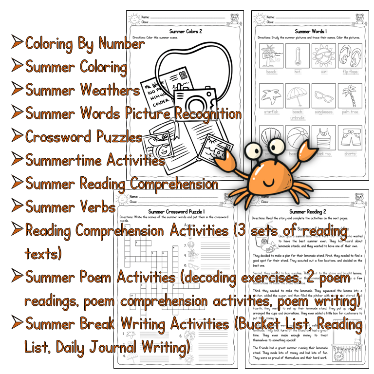 Summer No-Prep ELA Worksheets | Teaching Resources