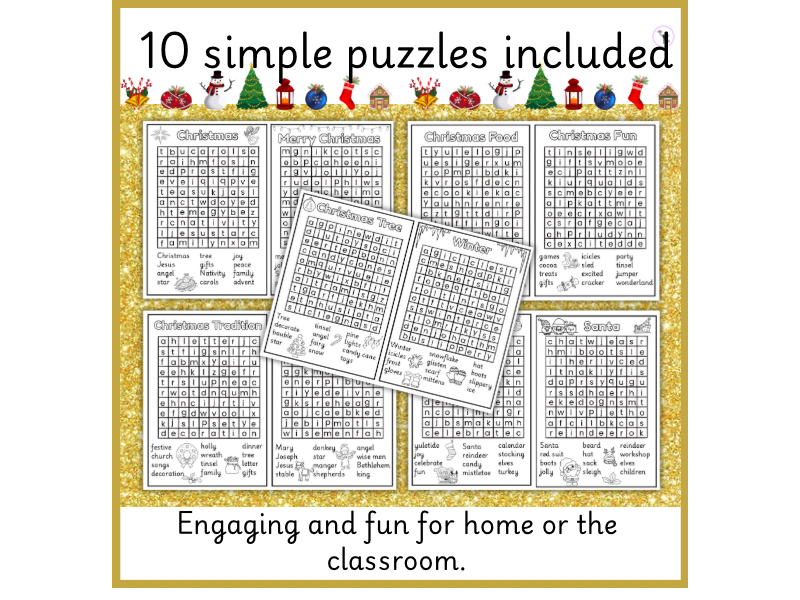 Christmas word search puzzles first grade - 3rd grade fun holiday ...