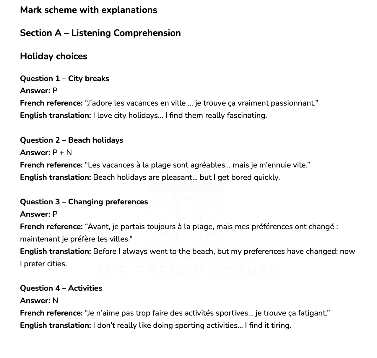 2026 AQA GCSE French Higher Listening Paper 3.1 Travel & Tourism with ...
