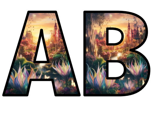 Magical Land Fairies Castle Lettering Set Display Title Letters Numbers ...