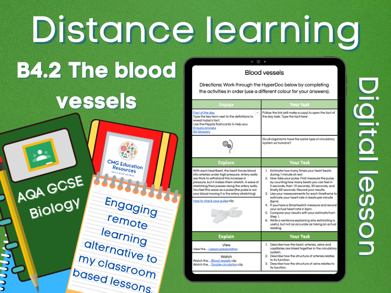 The blood vessels Distance learning | Teaching Resources