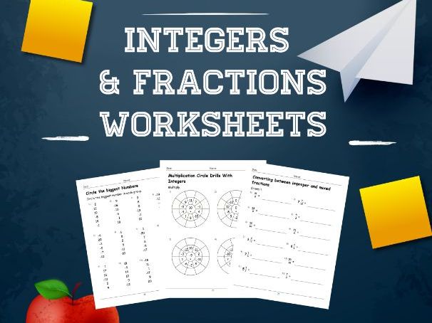Integers Fractions Practice Problems Grades 5 8 Teaching Resources