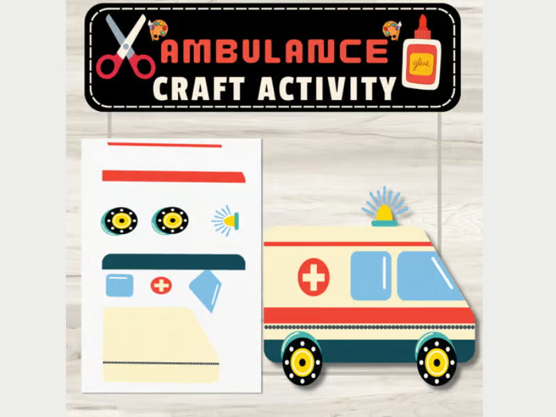 Ambulance Craft Cut & Paste Activity: Transportation September ...