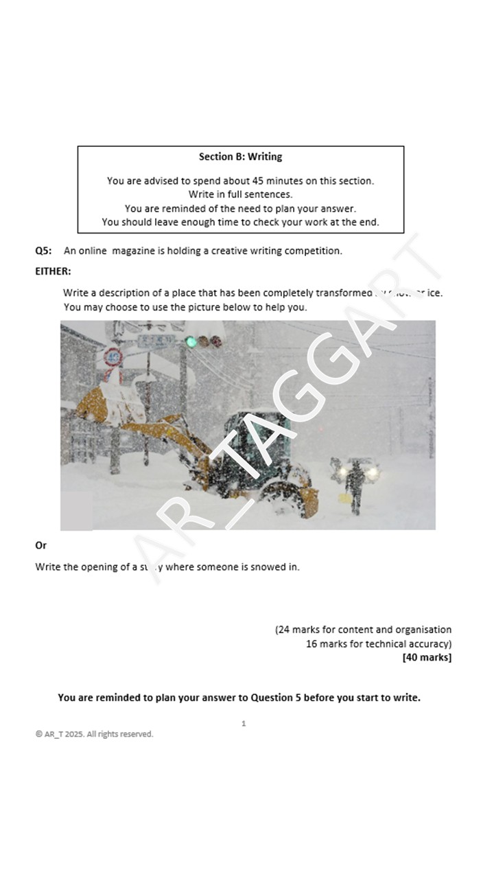 QUESTION 5 - SNOW | 2026 PAPER 1 | PLANS | AO GRID | MODELS | Teaching ...
