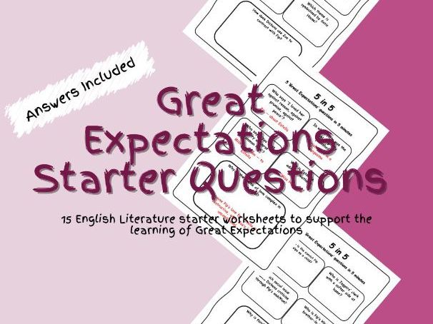 English Literature Great Expectations Starter Questions Worksheets PDF ...