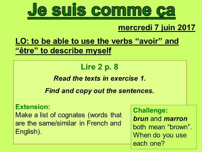 Je suis comme ça (2 lessons) - Studio 3 Vert Module 1 Unit 1 | Teaching ...