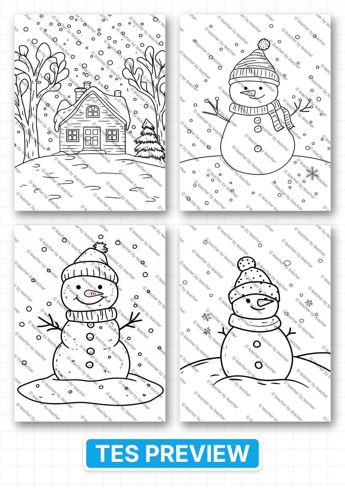 Snow Day Coloring Pages | Winter Scenes Printables for Kids | Snowy ...