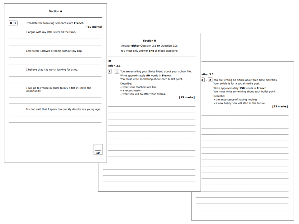 AQA GCSE French (2026) – Higher Writing Practice Paper (Set 1 ...
