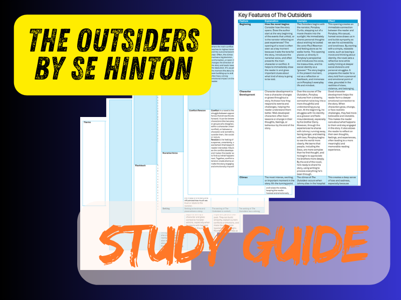 The Outsiders - Key Features Study Guide | Teaching Resources