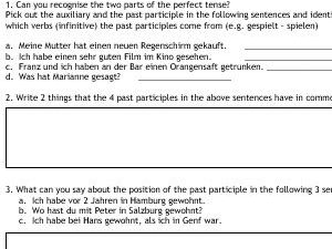 Primary German resources: verbs and tenses