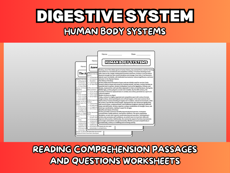 Digestive System Reading Comprehension Passages and Questions ...