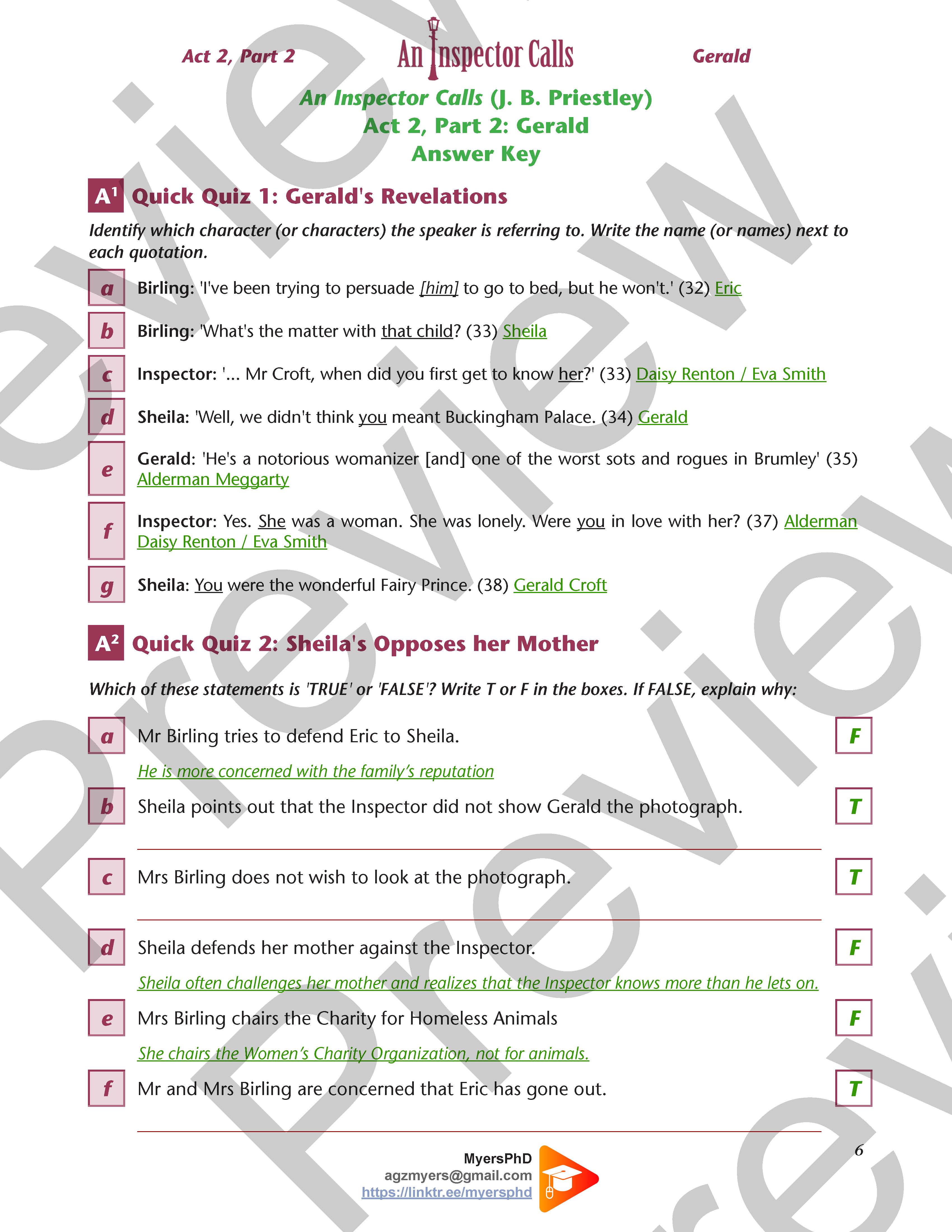 An Inspector Calls (J. B. Priestley) - Act 2: Gerald Croft - NO PREP ...