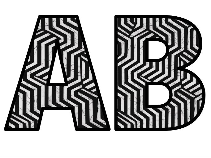 Black White Concrete Art Design Lettering Set Display Title Letters ...