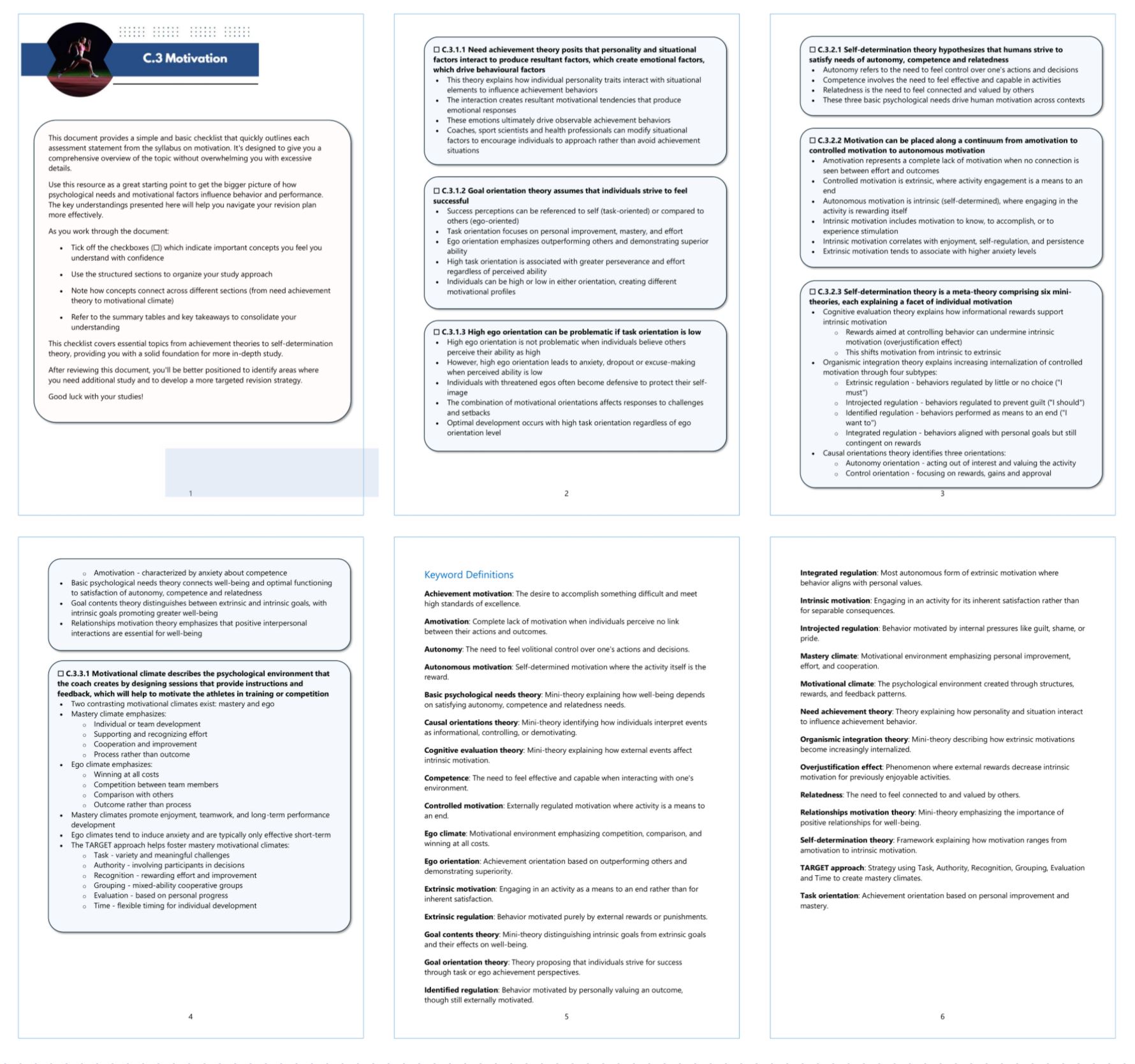 IB DP SEHS: C3 Motivation – Condensed Topic Revision Notes (2026 ...