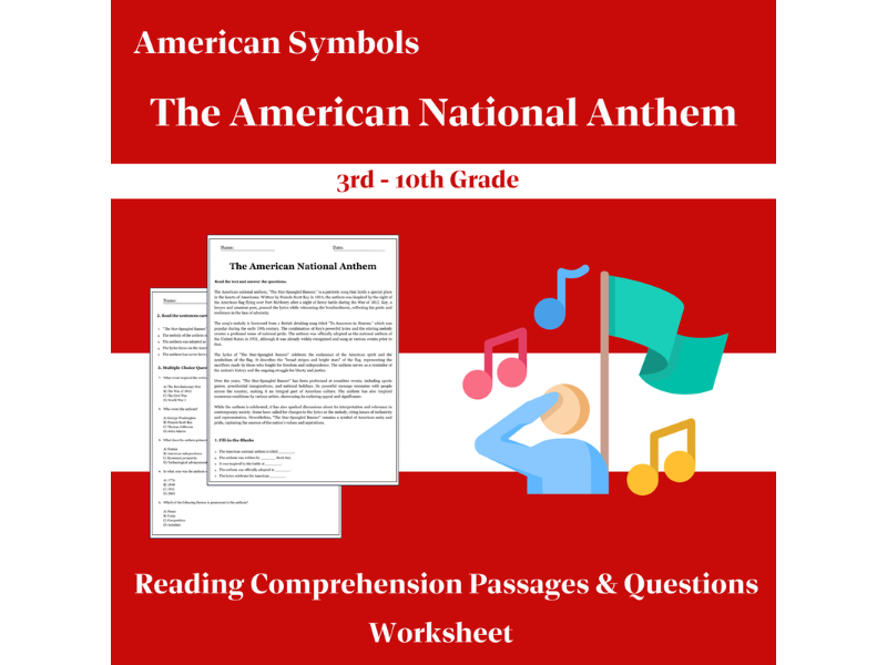 The American National Anthem Reading Comprehension Passages & Questions ...