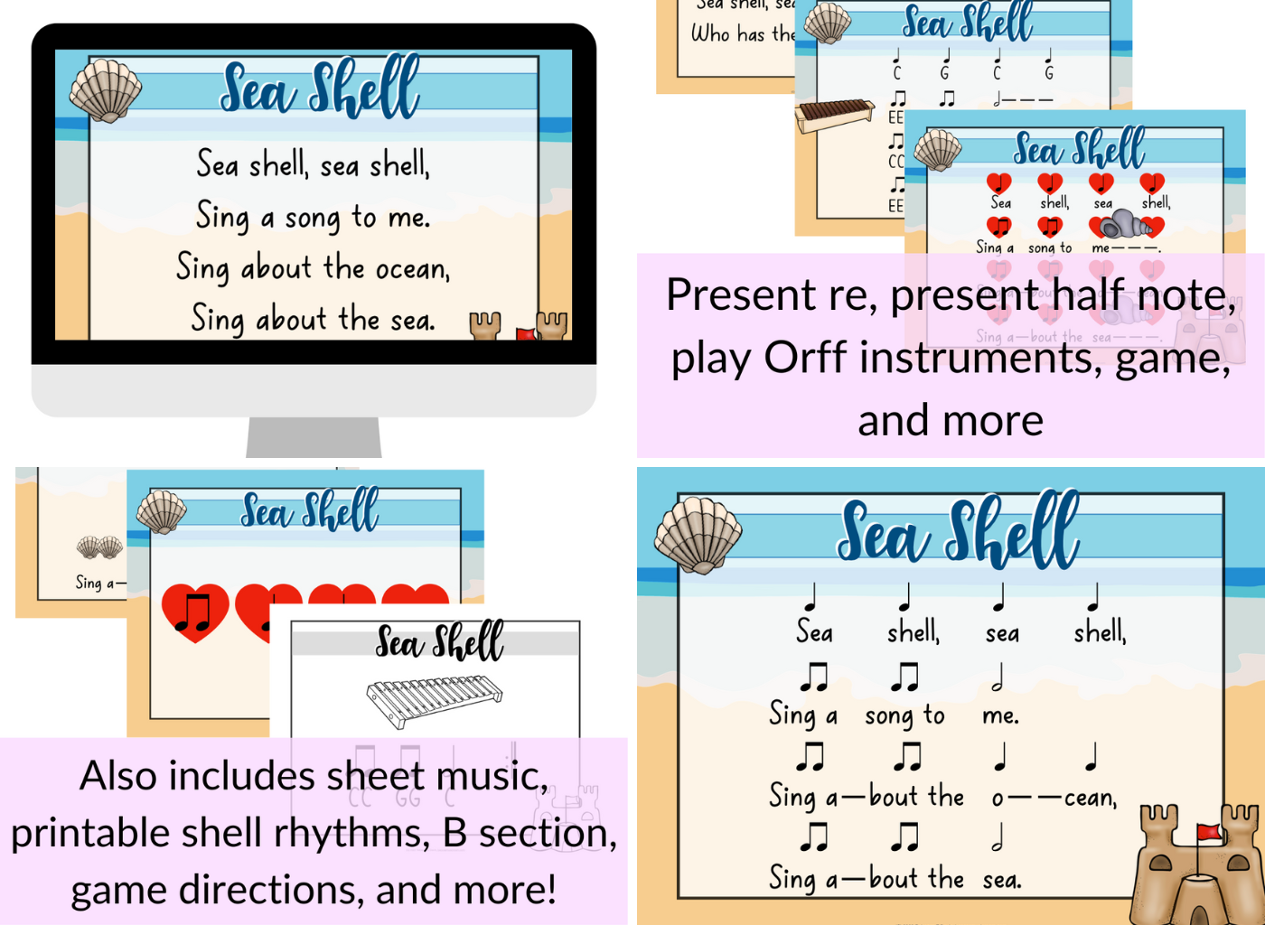 Sea Shell // Elementary Music Lesson on Google Slides for Minim or Re ...