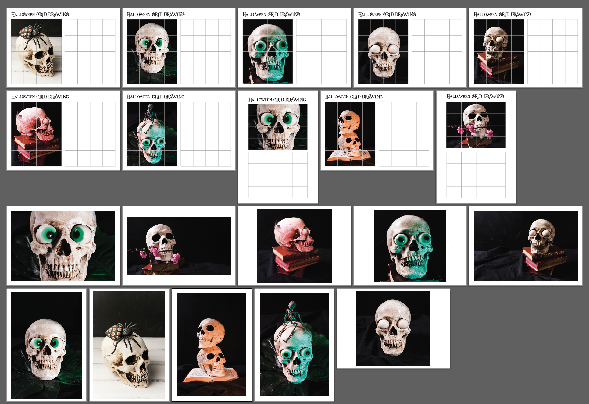 Halloween Skull Grid Drawing Art Activity | Teaching Resources