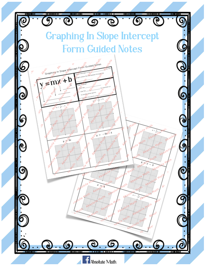 Graphing in Slope Intercept Form Guided Notes | Teaching Resources