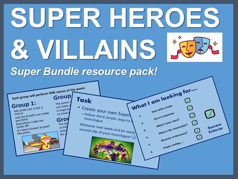 Super Heroes and Villains: Super bundle Drama resource pack | Teaching ...