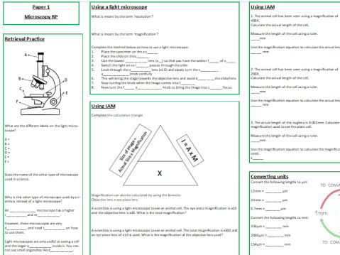 Microscopy RP Revision Mat | Teaching Resources