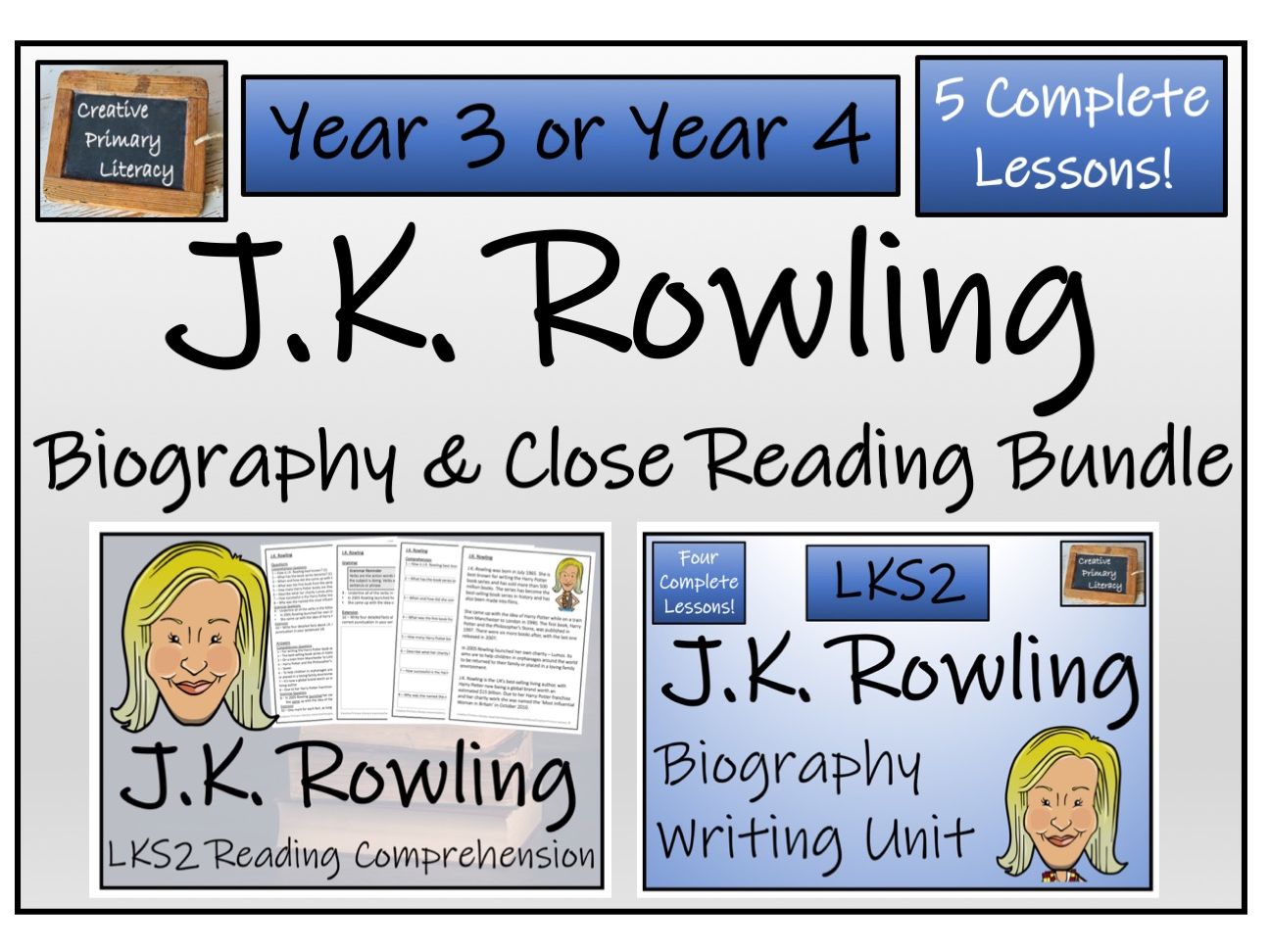 LKS2 Literacy - J.K. Rowling Reading Comprehension & Biography Bundle ...