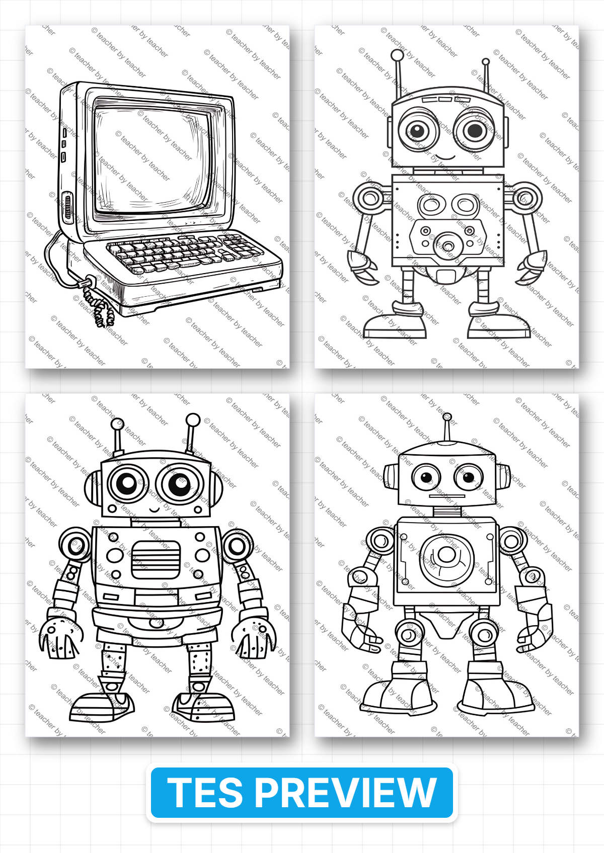 Robot Coloring Pages | Technology Printables for Kids | STEM Science ...