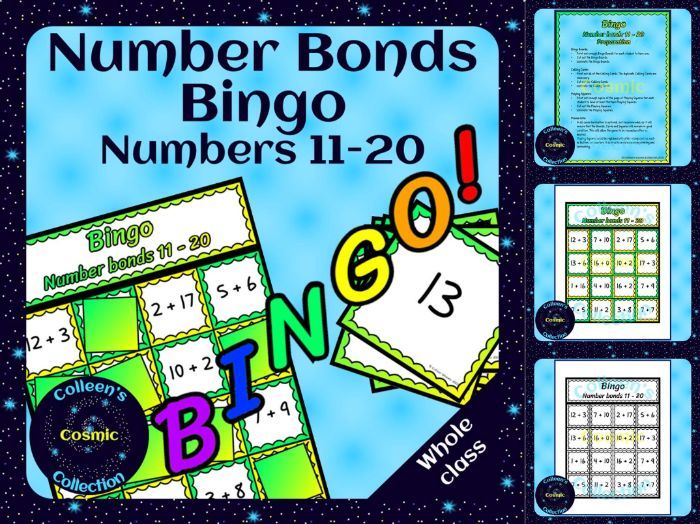 Number Bonds Bingo for numbers 11-20 for Your Whole Class | Teaching ...
