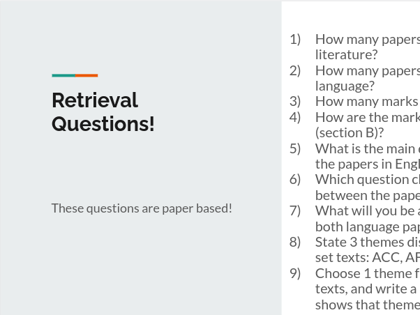 OCR ENGLISH LANG + LIT RETRIEVAL | Teaching Resources