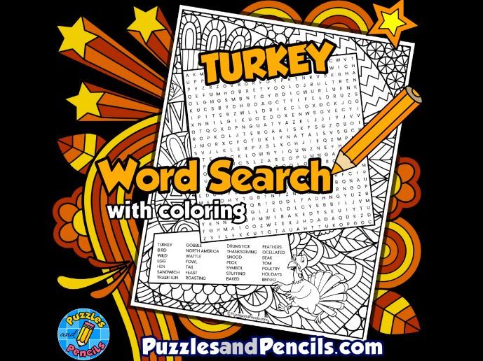 Turkey Word Search Puzzle Activity Page | Thanksgiving Wordsearch ...