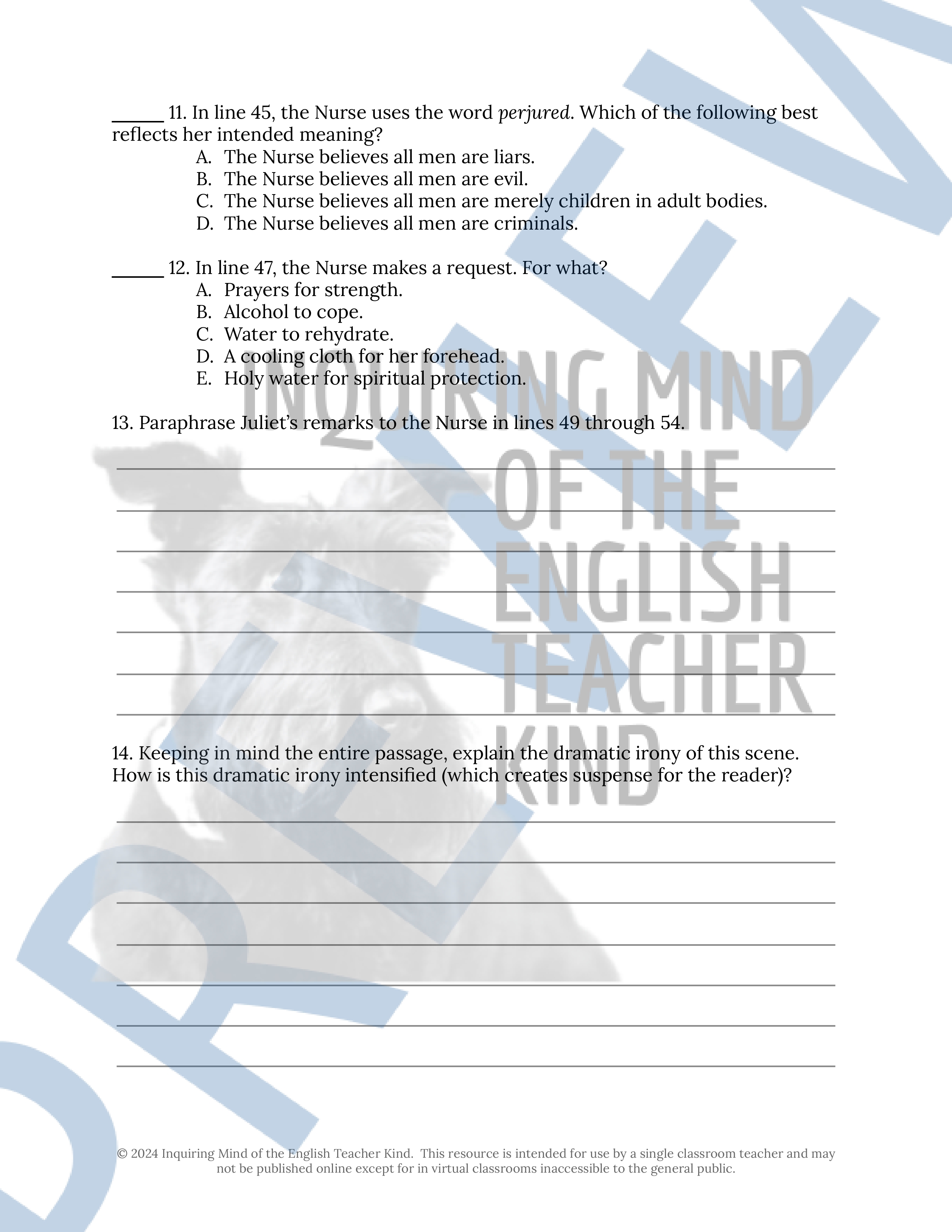 Romeo and Juliet Act 3 Scene 2 Close Reading Worksheet | Teaching Resources