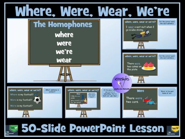 Homophones: Where, Were, We're and Wear | Teaching Resources