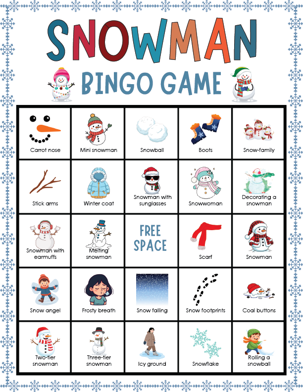 No Prep Winter Snowman Bingo Game | Fun Holiday Seasonal Classroom ...