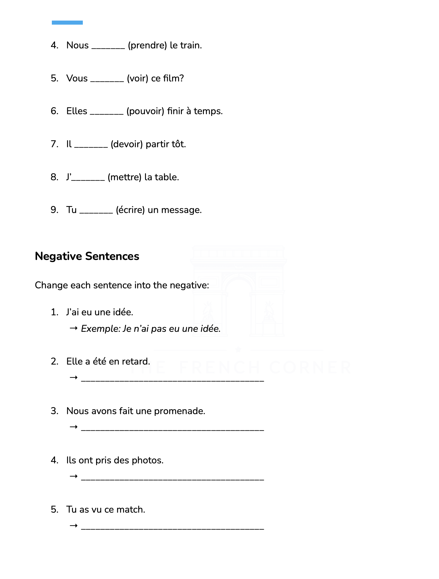 FREE French Perfect Tense - Irregular verbs with avoir Practice for KS3 ...