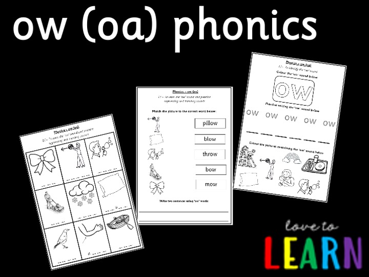 ow (oa) Phonics worksheets, ow saying oa phonics/spelling activities ...