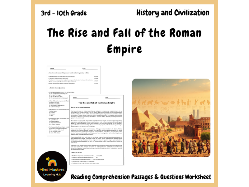 The Rise and Fall of the Roman Empire Reading Comprehension Passages ...