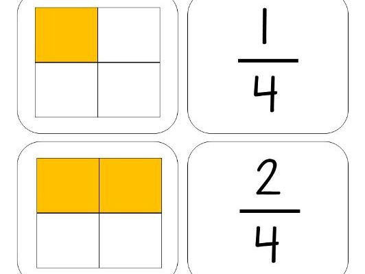 Year 1 Maths - fractions flashcards matching game - halves, quarters ...