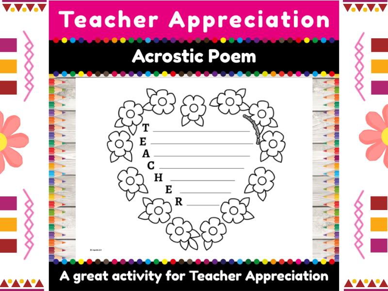 Teacher Appreciation Week Acrostic Poem Template : Creative Thank You ...