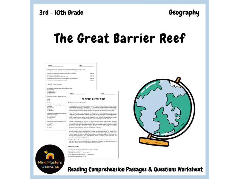 The Great Barrier Reef Reading Comprehension Passages & Questions ...