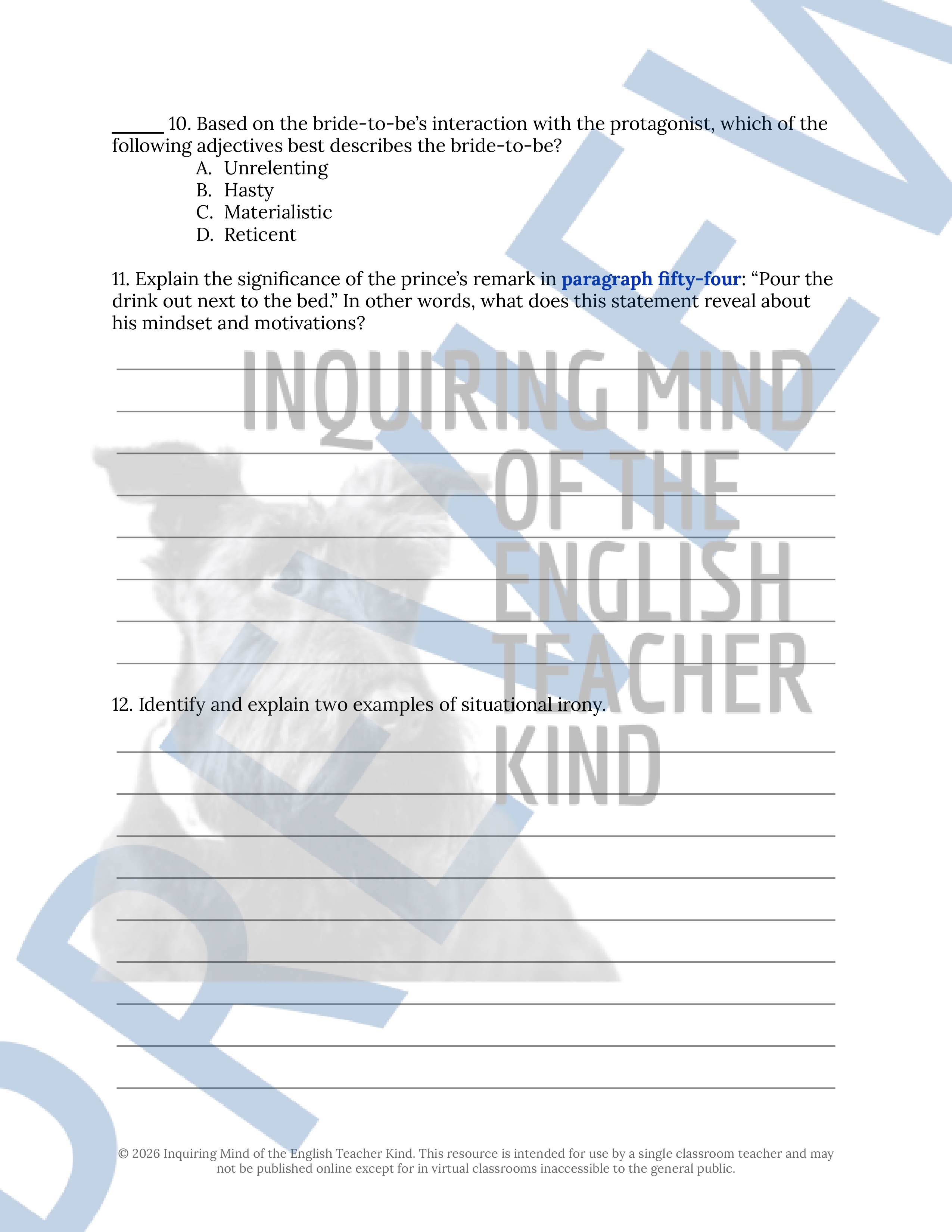 "The Singing, Springing Lark" Close Reading Analysis Worksheet | Grimm ...