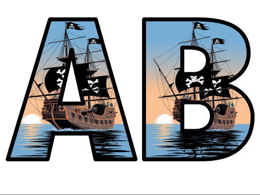 Pirate Ship Ocean Pirates Sea Treasure Lettering Set Display Title ...