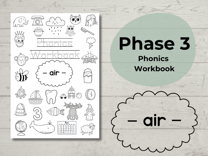 Phase 3 Phonics Workbook air sound | Teaching Resources
