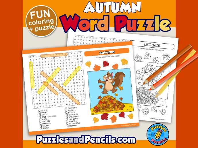Autumn Word Search Puzzle and Colouring Activity | Autumn Wordsearch ...