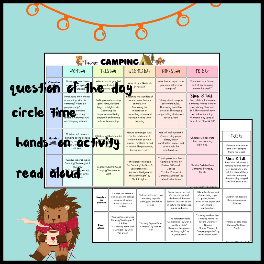 CAMPING- Preschool Weekly Lesson Plan | Teaching Resources