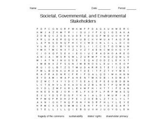 Societal, Governmental, and Environmental Stakeholders Vocabulary Word ...