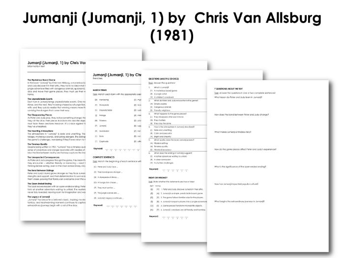 Jumanji (Jumanji, 1) by Chris Van Allsburg (1981) | Teaching Resources