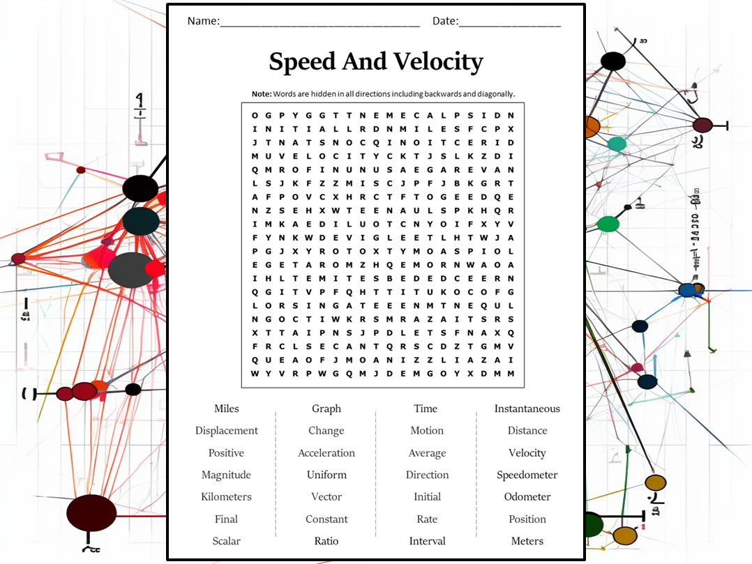 Speed And Velocity Word Search Puzzle Worksheet Activity | Teaching ...