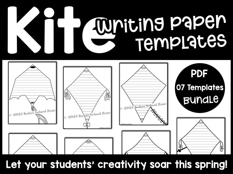 Kite Writing Paper Printable Templates (Spring Writing Activities ...